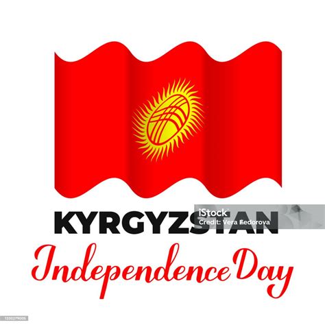 키르기스스탄 독립기념일에 깃발이 적어 있다 공휴일은 8월 31일에 축하합니다 타이포그래피 포스터 배너 전단지 스티커 인사말 카드 엽서용 벡터 템플릿 8월에 대한 스톡 벡터