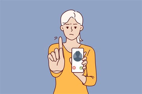 woman sees call from unknown number and shows warning gesture