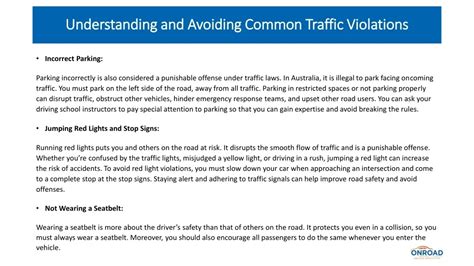 Ppt Understanding And Avoiding Common Traffic Violations Powerpoint