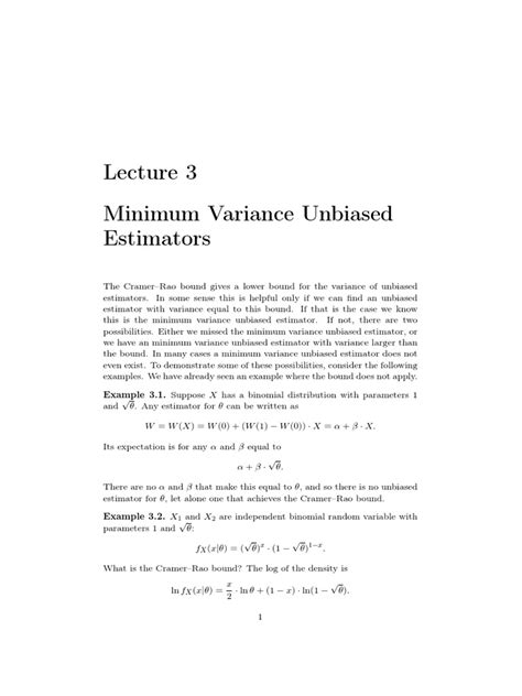 minimum variance unbiased estimators pdf estimator bias of an