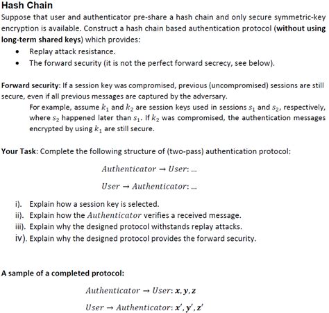 Hash Chain Suppose That User And Authenticator