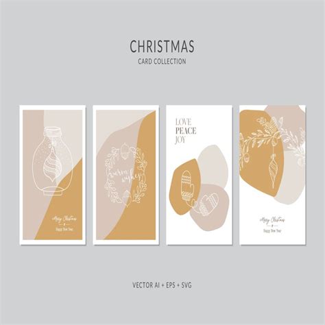 创意三色设计风格圣诞节贺卡矢量设计模板集v8 Christmas Greeting Card Vector Set 设计素材分享 一流设计网