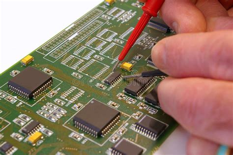 Testing Electronic Circuit Board With Test Probes Stock Image Image Of Electric Resistor