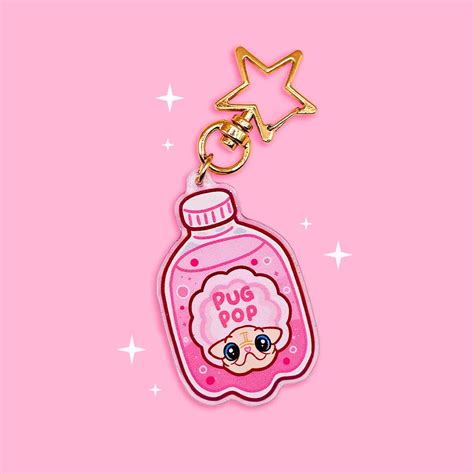 Pink Pug Pop Keychain Milkshake The Pug
