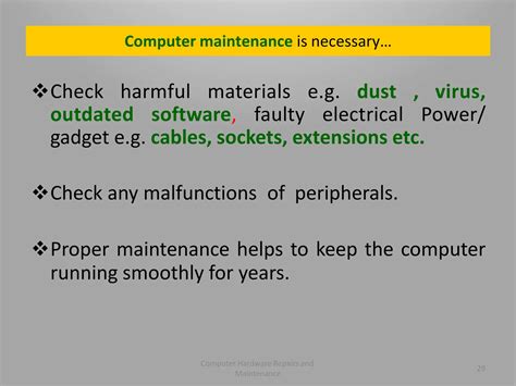 Computer Maintenance Presentationpptx Data Storage And Warehousing