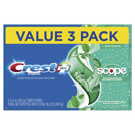 Crest Plus Scope Complete Whitening Toothpaste 5 4 Oz 3 Pack Brickseek