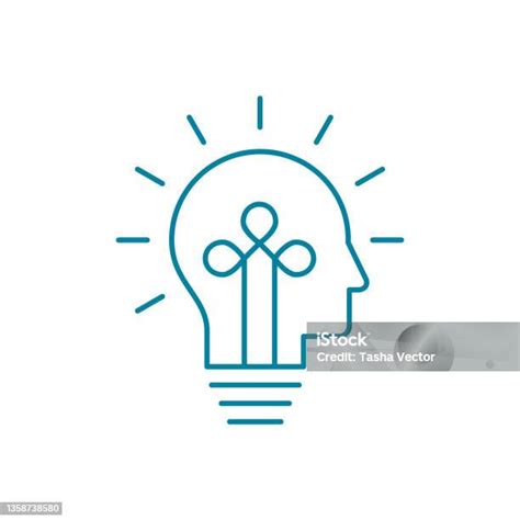 헤드 전구 라인 아이콘입니다 창의적인 아이디어 개념 인간의 뇌 잠재력 전문 기술에 대한 스톡 벡터 아트 및 기타 이미지 전문 기술 지혜 사색 Istock