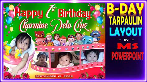 Cocomelon Ii How To Make Birthday Tarpaulin Layout In Ms Powerpoint Ii Ms Powerpoint Tutorial