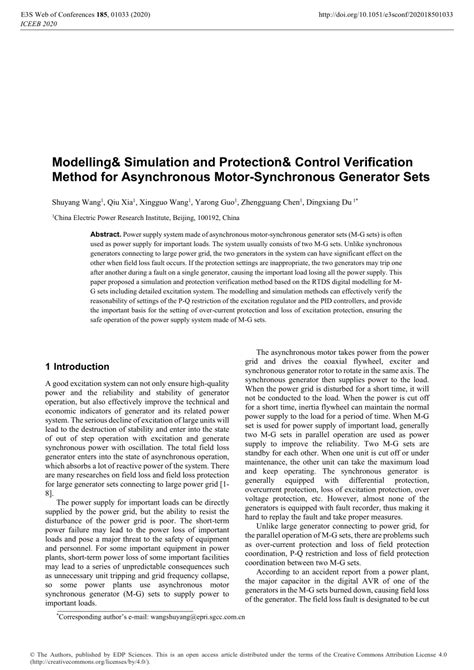 Pdf Modellingand Simulation And Protectionand Control Verification Method For Asynchronous Motor