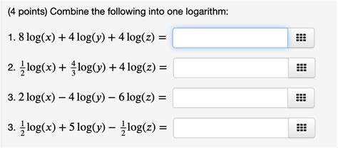 solved 4 points combine the following into one logarithm