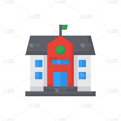 学校图标平面颜色矢量