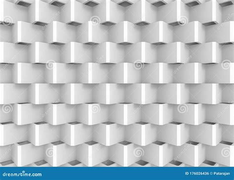 3d Rendering Top View Of Abstract White Zigzag Panels Wall Background Stock Illustration