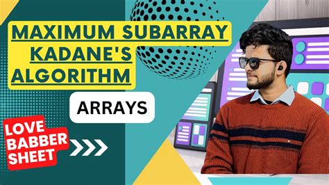 Maximum Subarray Sum Kadanes Algorithm Leetcode Problem Youtube