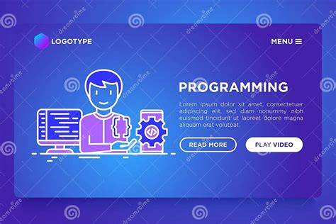 Programming Concept With Thin Line Icons Developer Is Coding Program App Testing And