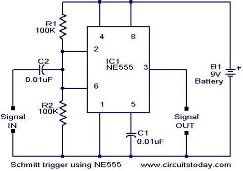 Scmitt Trigger Circuit Using NE Electronic Circuits And Diagrams Electronic Projects And