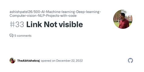 Link Not Visible · Issue 33 · Ashishpatel26 500 Ai Machine Learning Deep Learning Computer