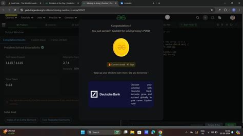 Passed Geekstreak 30 Days Potd Challenge Vinay Yadav Posted On The Topic Linkedin