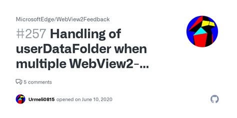 Handling Of Userdatafolder When Multiple Webview2 Instances Are Created