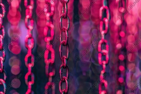 Multiple Pink Chains Hanging With Bokeh Background