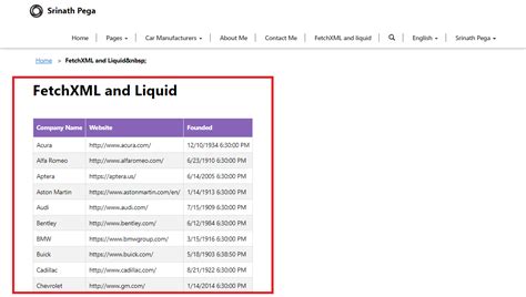 Power Apps Portal 14 Display Entity List Using Fetchxml And Liquid Code Srinath Pega