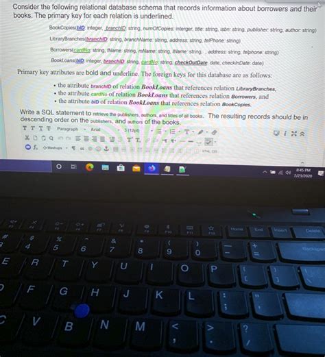 Consider The Following Relational Database Schema That Records Information About Borrowers And