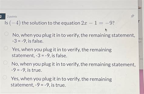 Solved 2 ﻿pointsis 4 ﻿the Solution To The Equation