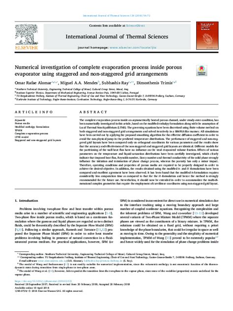 Pdf Numerical Investigation Of Complete Evaporation Process Inside Porous Evaporator Using