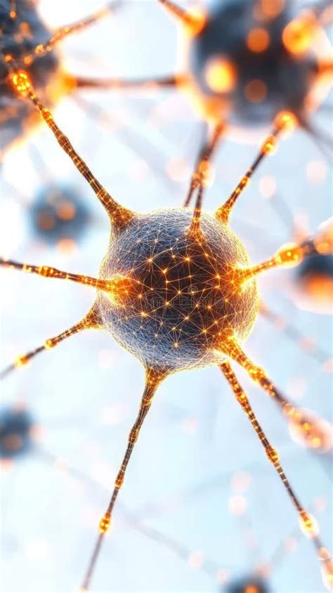 Detailed Macro Shot Of A Neuron With Intricate Synaptic Connections And