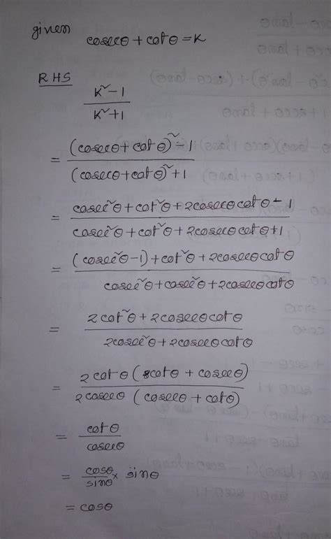 If cosec theta cot theta p then prove that cos theta p² 1 p² 1 Brainly in