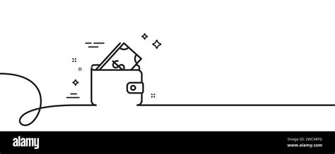 Wallet With Cash Money Line Icon Continuous Line With Curl Vector