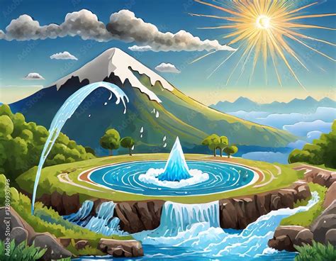 Ilustración De Stock Water Cycle Diagram Showing Evaporation Condensation Precipitation And