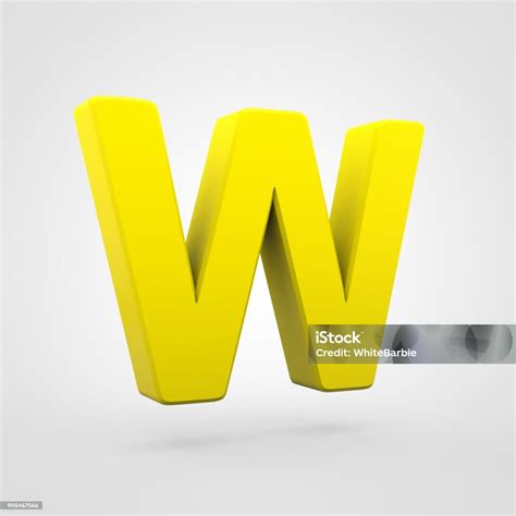 플라스틱 노란 편지 대문자 W 흰색 배경에 고립 0명에 대한 스톡 사진 및 기타 이미지 0명 3차원 형태 그림자 Istock