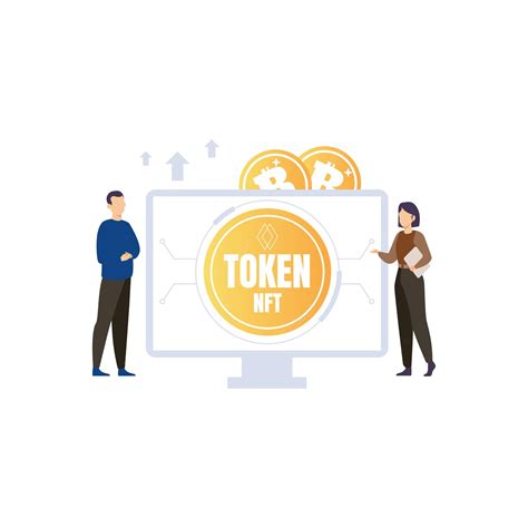 Premium Vector Boy And Girl Working On Nft Tokens