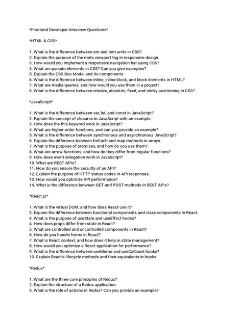 React Interview Questions Pdf