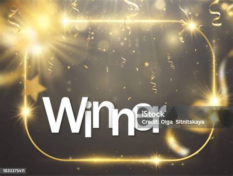 우승자를 위한 배너 템플릿입니다 벡터 일러스트 레이 션 와 3d Gravity Text 색종이 조각이 있는 골드 프레임