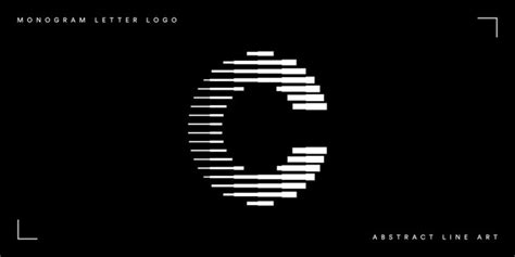 라인 아트 문자 C 모노그램 로고 프리미엄 벡터