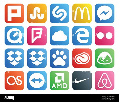 20 Social Media Icon Pack Including Teamviewer Basecamp Edge Adobe