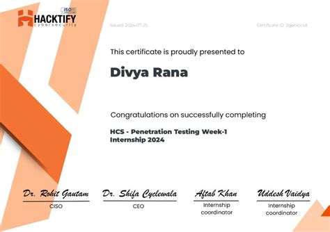 Divya On Linkedin Cybersecurity Penetrationtesting Internship Hacktifycybersecurity…