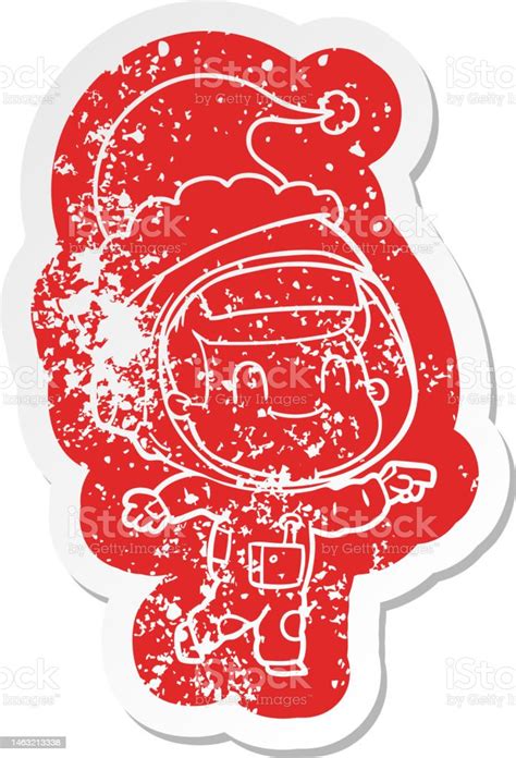 산타 모자를 쓴 우주 비행사 남자의 행복한 기발한 만화 고민 스티커 낙서 드로잉에 대한 스톡 벡터 아트 및 기타 이미지 낙서 드로잉 남자 데칼 Istock