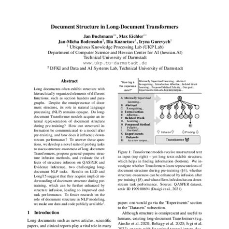 document structure in long document transformers acl anthology
