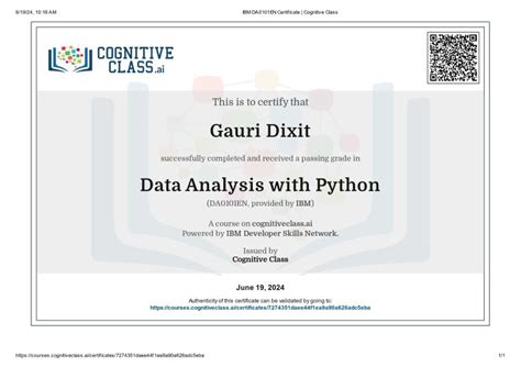 Gauri D On Linkedin Dataanalysis Cognitiveclass Learningjourney