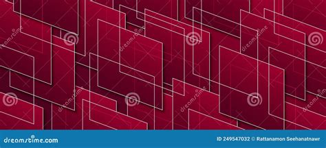Abstract Red Square Shape Background Modern Square Geometric Shape Overlap Pattern With Shadow