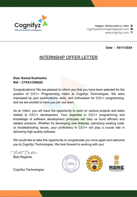 Komal Kushwaha On Linkedin Internship Cprogramming C Careergrowth Cognifyz Cognifyztech