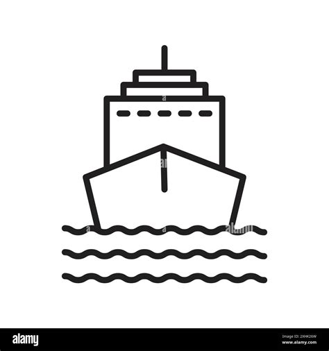Ship Icon Black Line Art Vector In Black And White Outline Set Collection Sign Stock Vector
