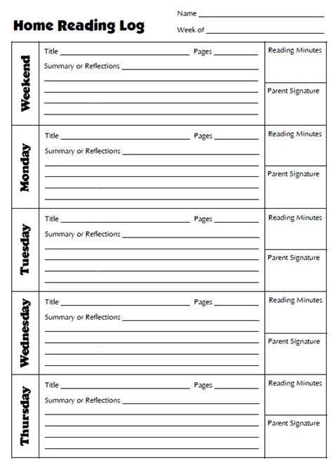 Log Book Page Printable