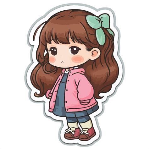 Premium Vector Cute Small Girl Sticker
