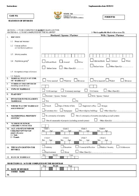 Divorces Form 07 04 English Stats LPLS3713 STATISTICS OF DIVORCES CASE NO FORM 07 04 Studocu