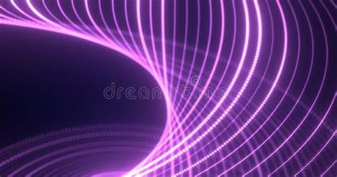 Abstract Purple Waves From Lines And Dots Particles Of Glowing Swirling Futuristic Hi Tech With