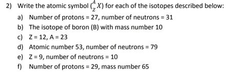 Solved Write The Atomic Symbol ZAx For Each Of The Chegg