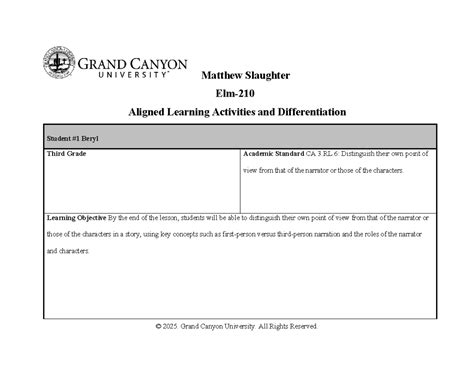Elm 210 Week 5 Assignment Aligned Learning Activities For Ca 3rl6